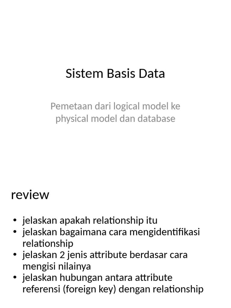 m05 Tm Pemetaan ERD Ke Physical Design Dan Ke Database | PDF