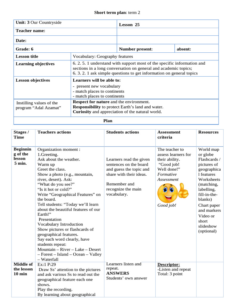 Lesson Plan: Geography and Adventures | PDF | Vocabulary | English Language