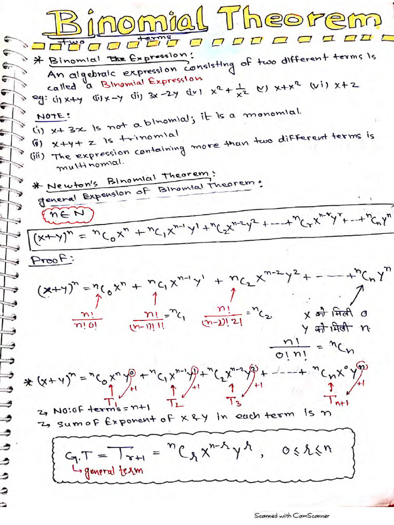 Binomial Theorem Class11th JEE and NEET | PDF