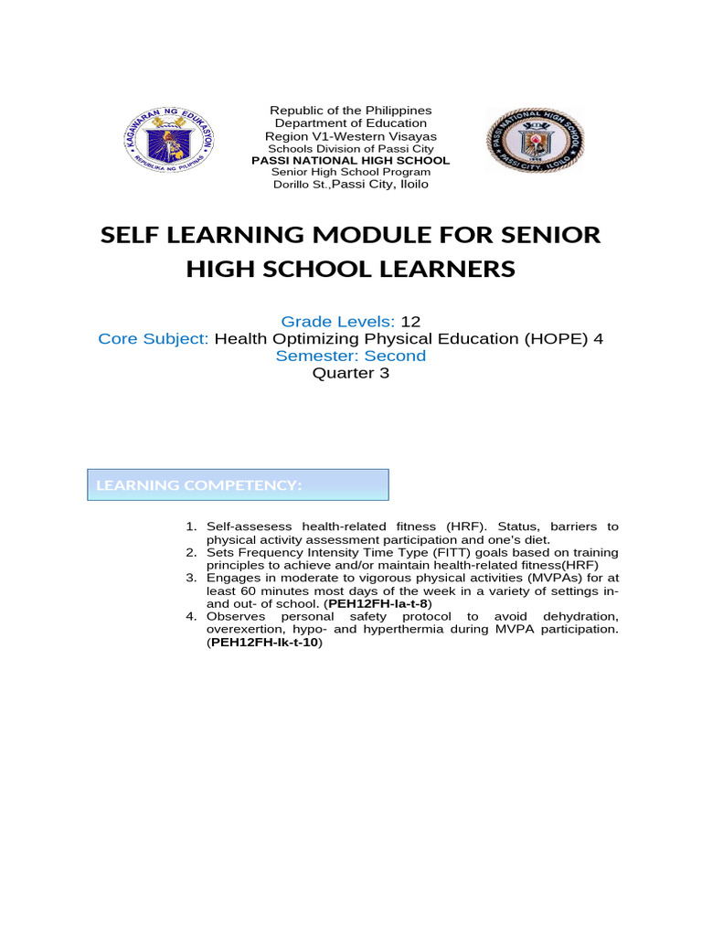 HOPE 4 Self-Learning Module for SHS | PDF | Hiking | Outdoor Recreation