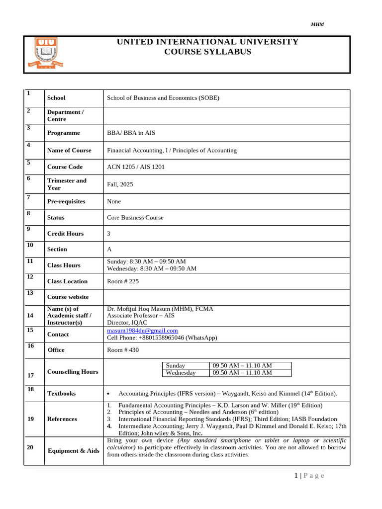 CourseSyllabus (Fall_25) ACN(a)1205.Doc | PDF | International Financial ...