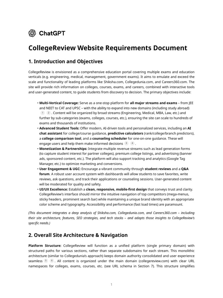 CollegeReview Website Requirements Document | PDF | Faq | University ...