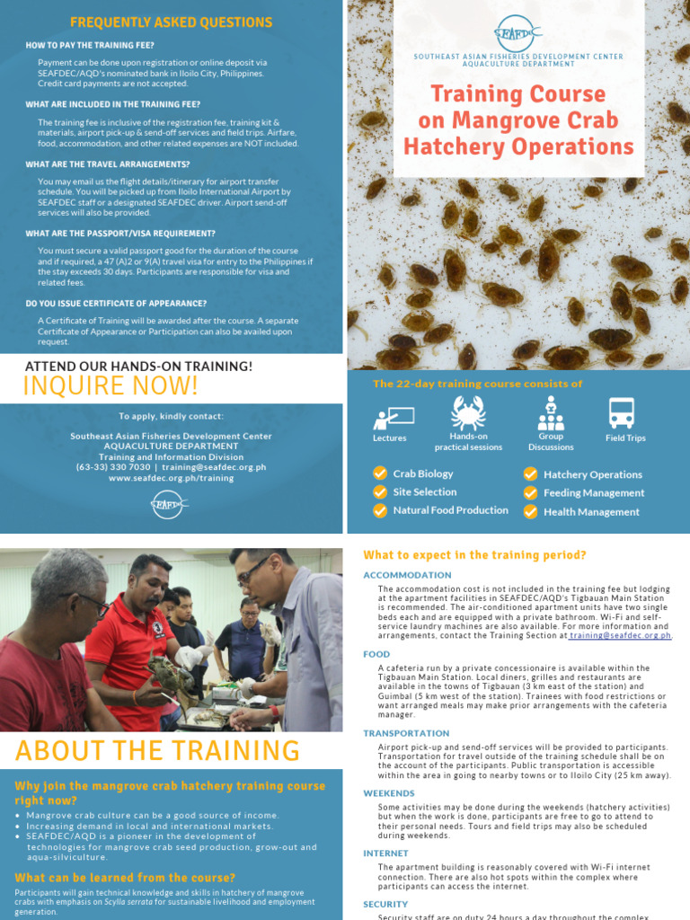 Brochure Mangrove Crab Hatchery Training Course v2 | PDF | Travel Visa