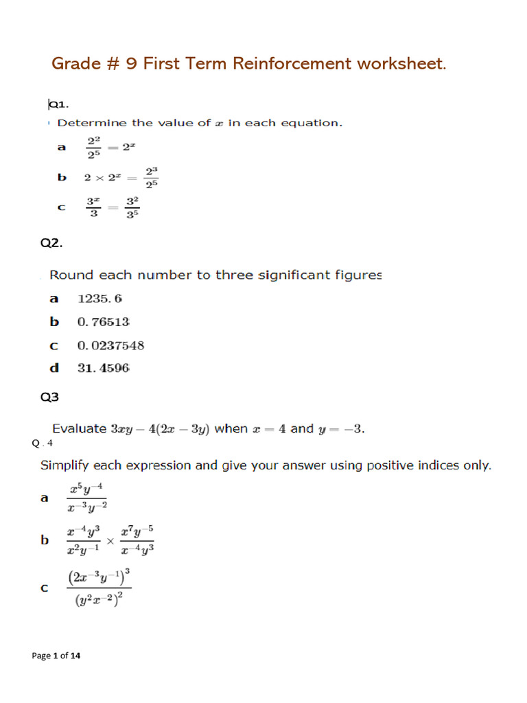 Gr.9 Reinforcement worksheet | PDF