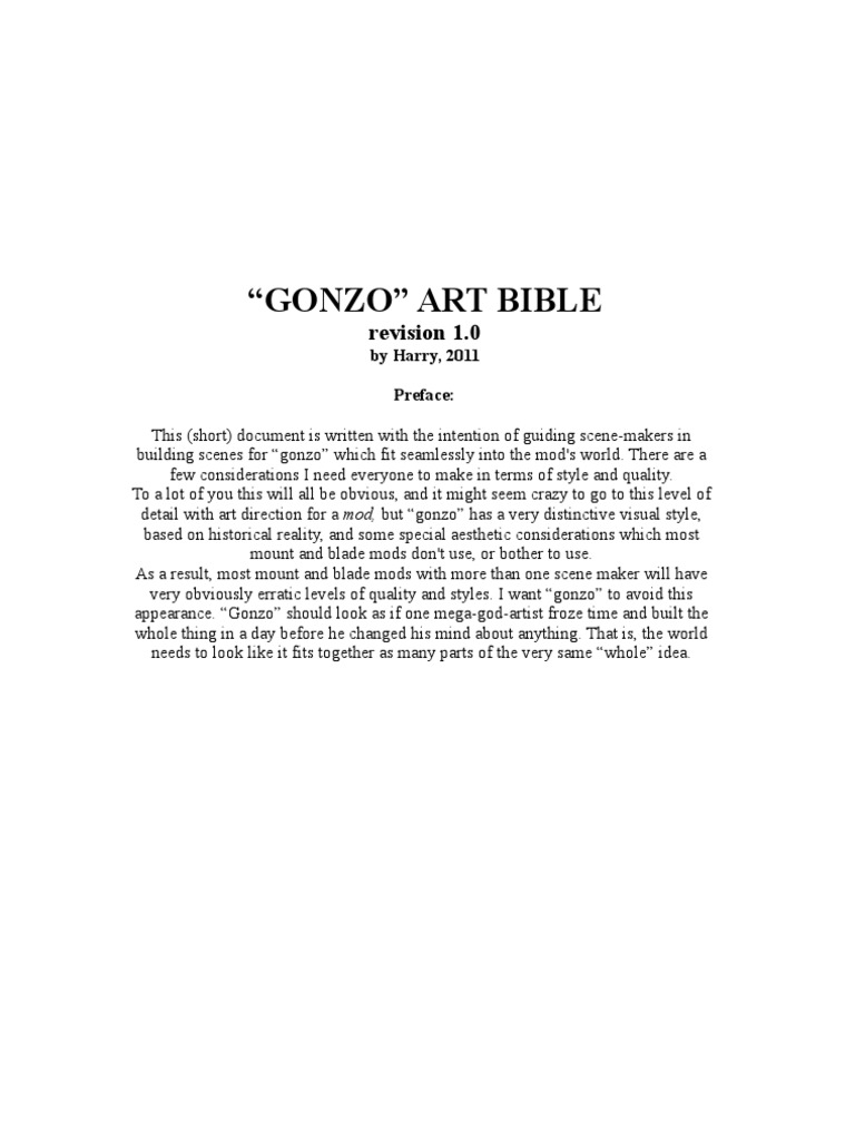"Gonzo" Art Bible: Revision 1.0 | PDF | Nature | Leisure