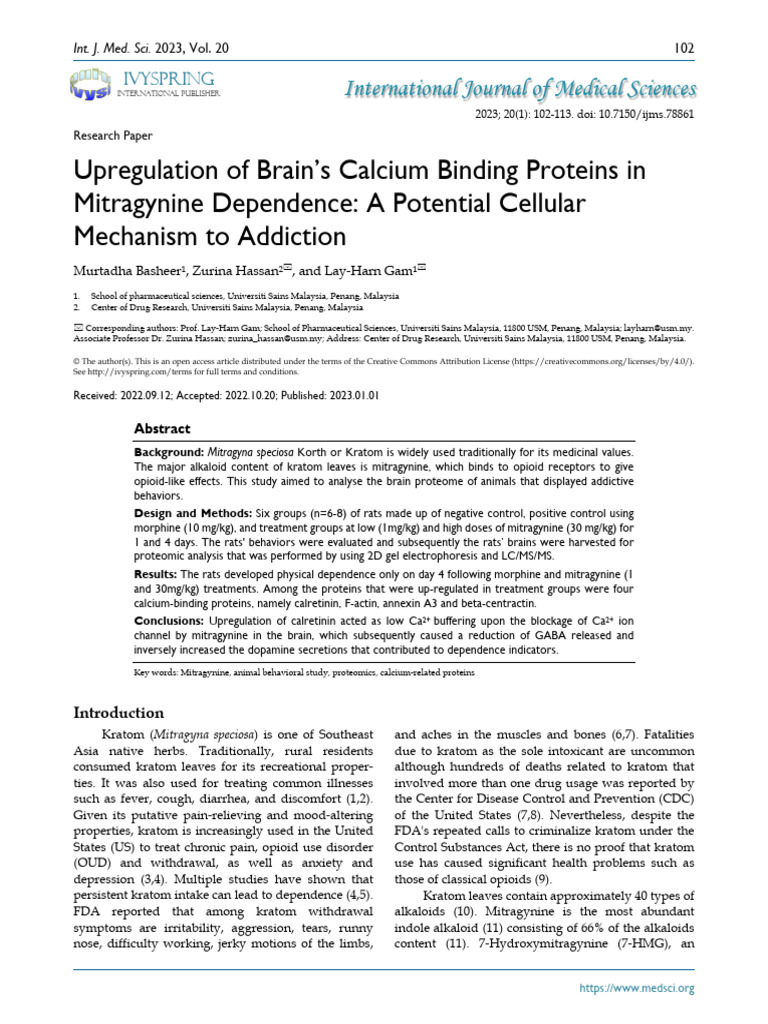 Upregulation of Brain's Calcium Binding Proteins in | PDF | Substance ...