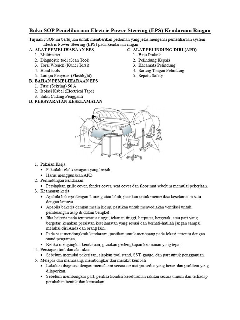Buku SOP Pemeliharaan Electric Power Steering | PDF