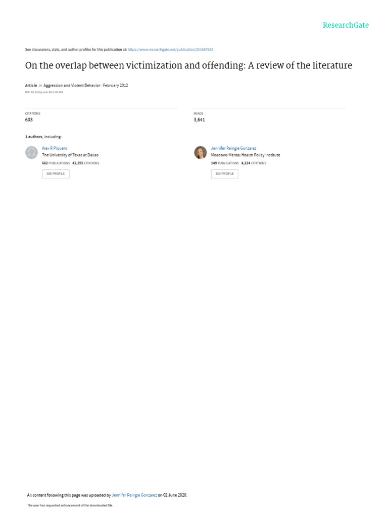 Piquero Review Vic Off Overlap | PDF | Juvenile Delinquency | Criminology