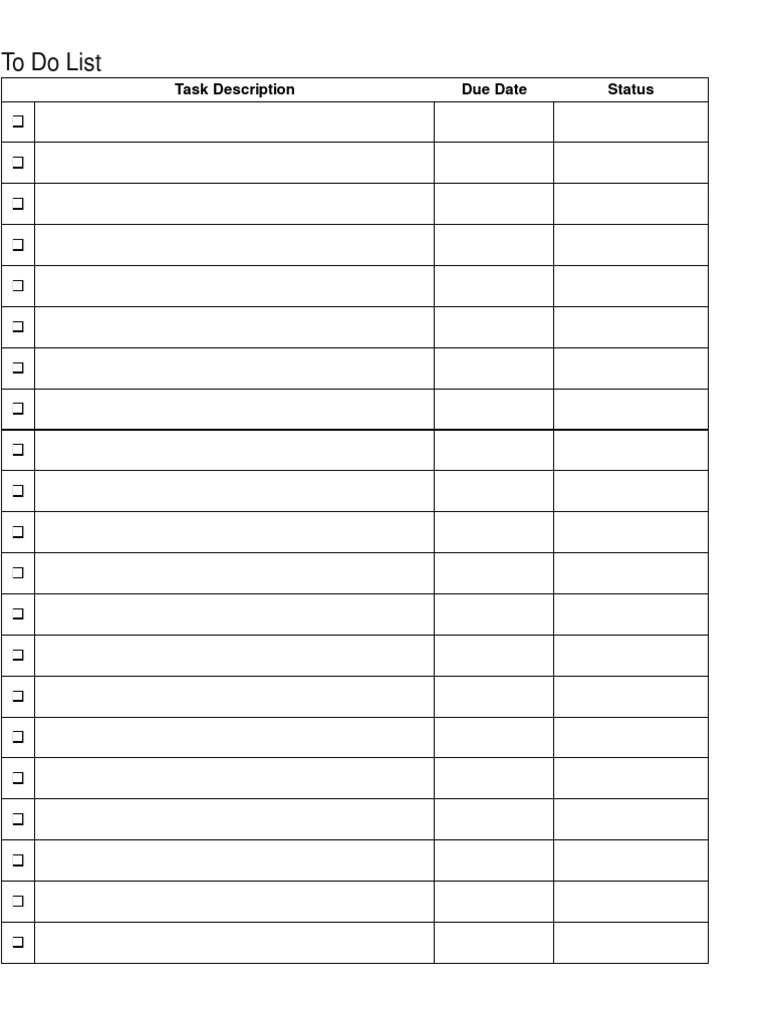 Printable To Do List Chart | PDF