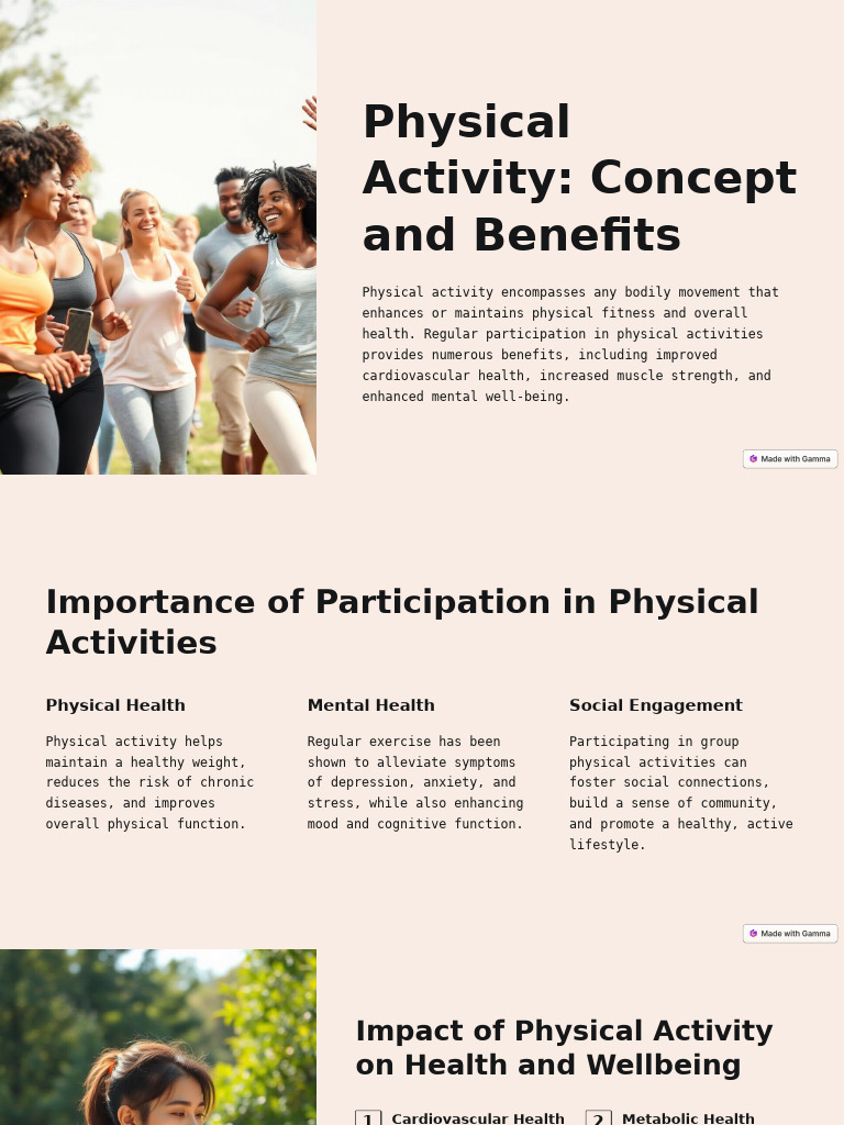 Physical Activity Concept and Benefits | PDF | Physical Fitness ...