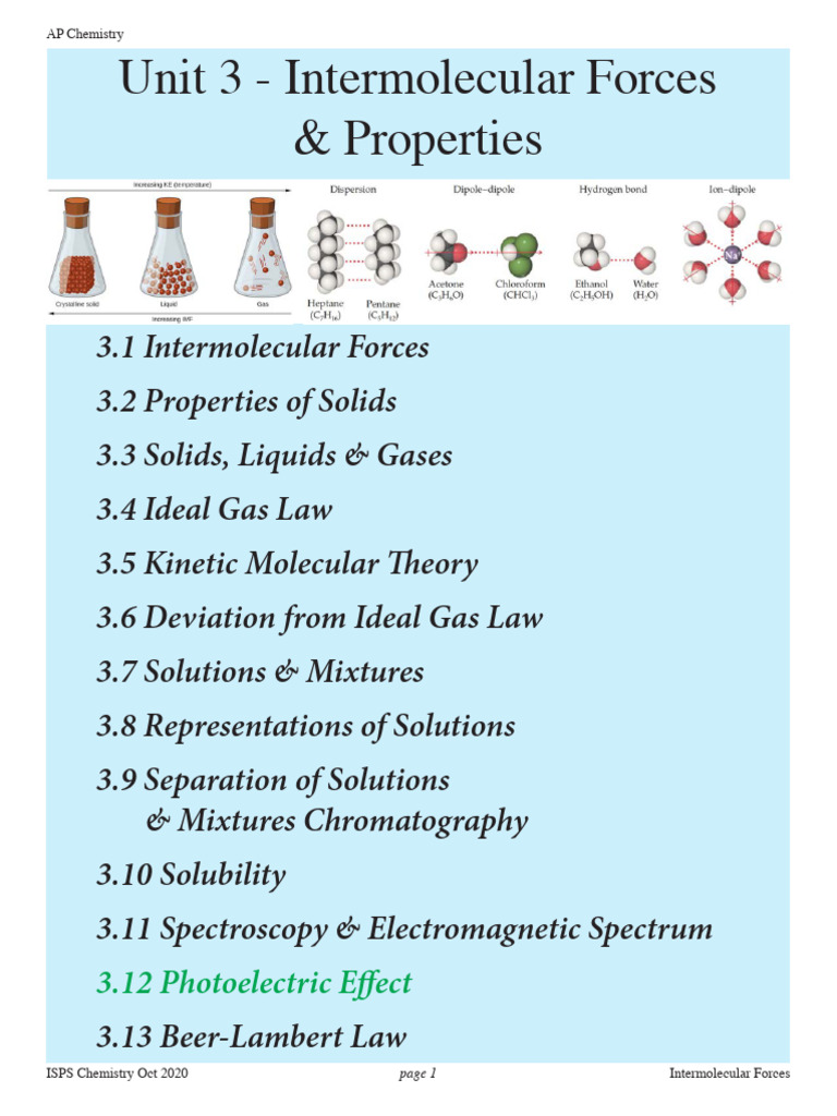 AP Chemistry: Intermolecular Forces Guide | PDF | Electromagnetic ...