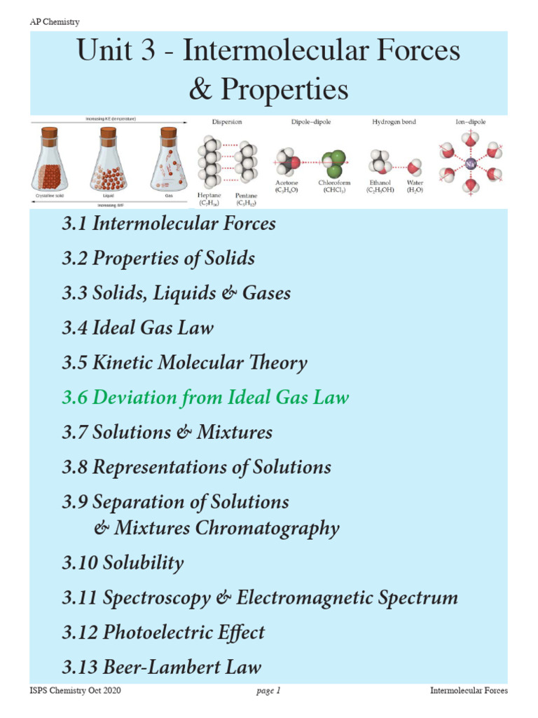 3-6 Deviation From Ideal Gas Law-Student | PDF | Gases | Intermolecular ...