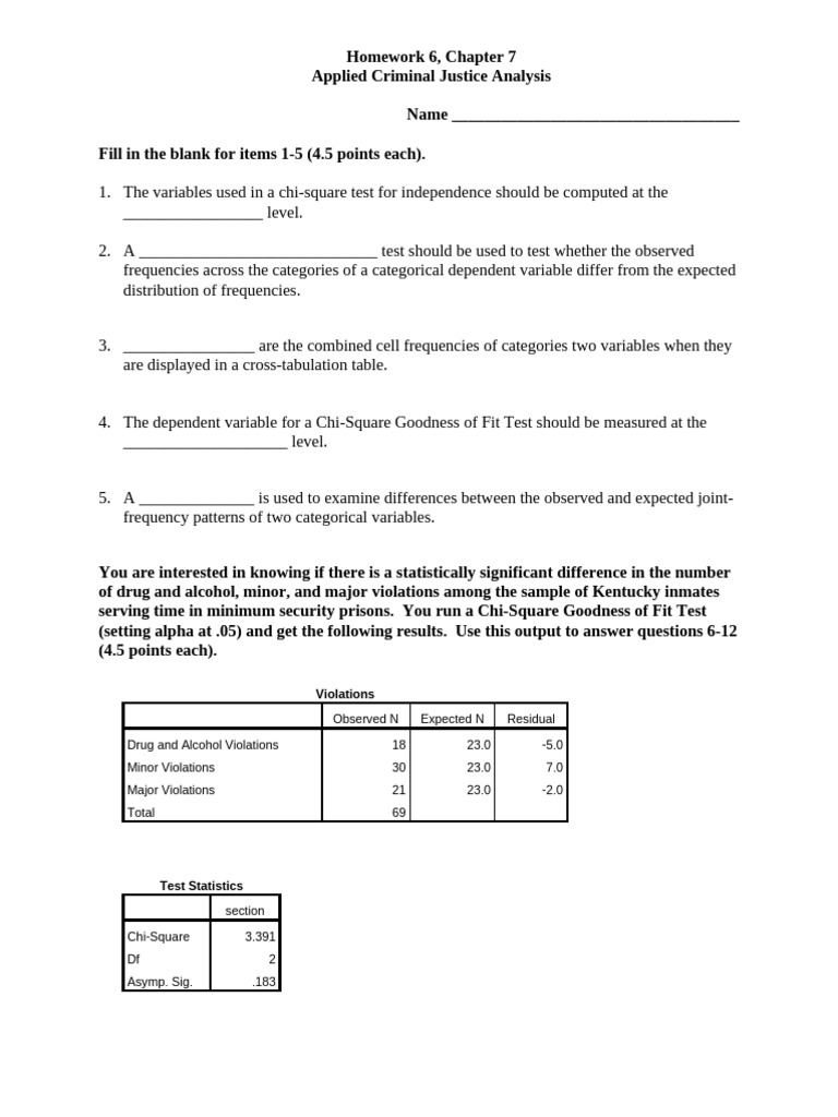 Chi-Square Test Analysis for Inmates | PDF | Chi Squared Test ...