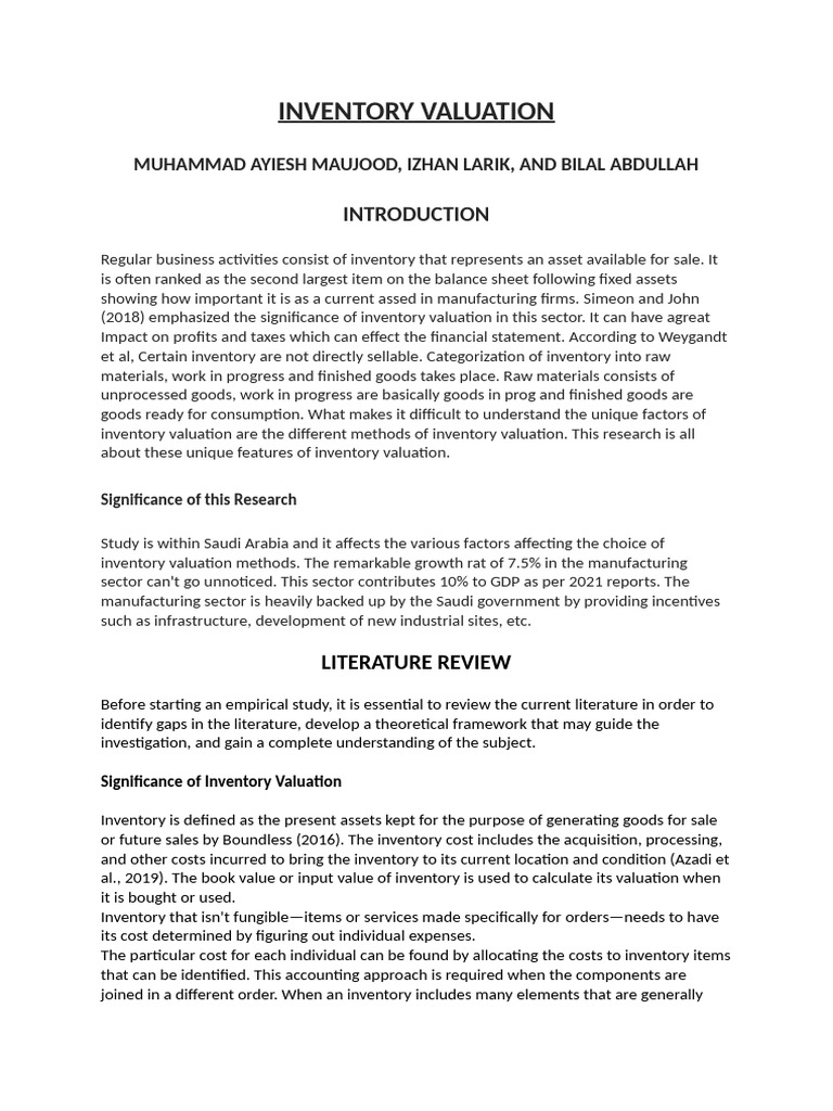 Inventory Valuation | PDF | Inventory | Valuation (Finance)
