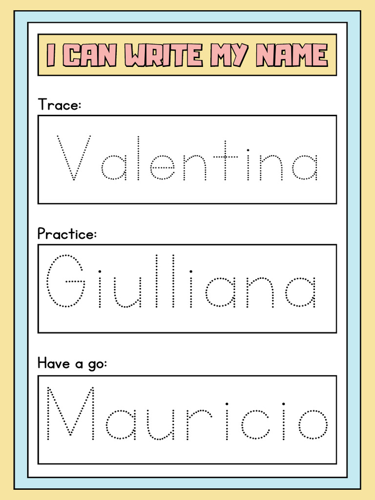 I Can Write My Name English Worksheet in Colorful Simple Style | PDF