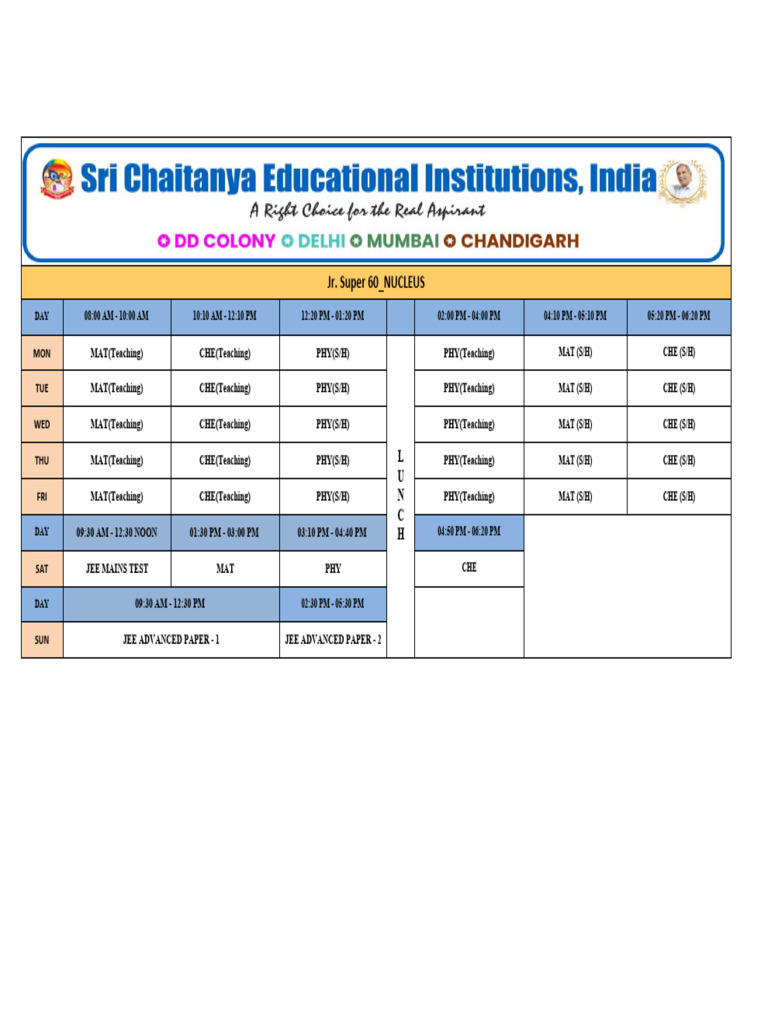 Co Time Table-6 | PDF