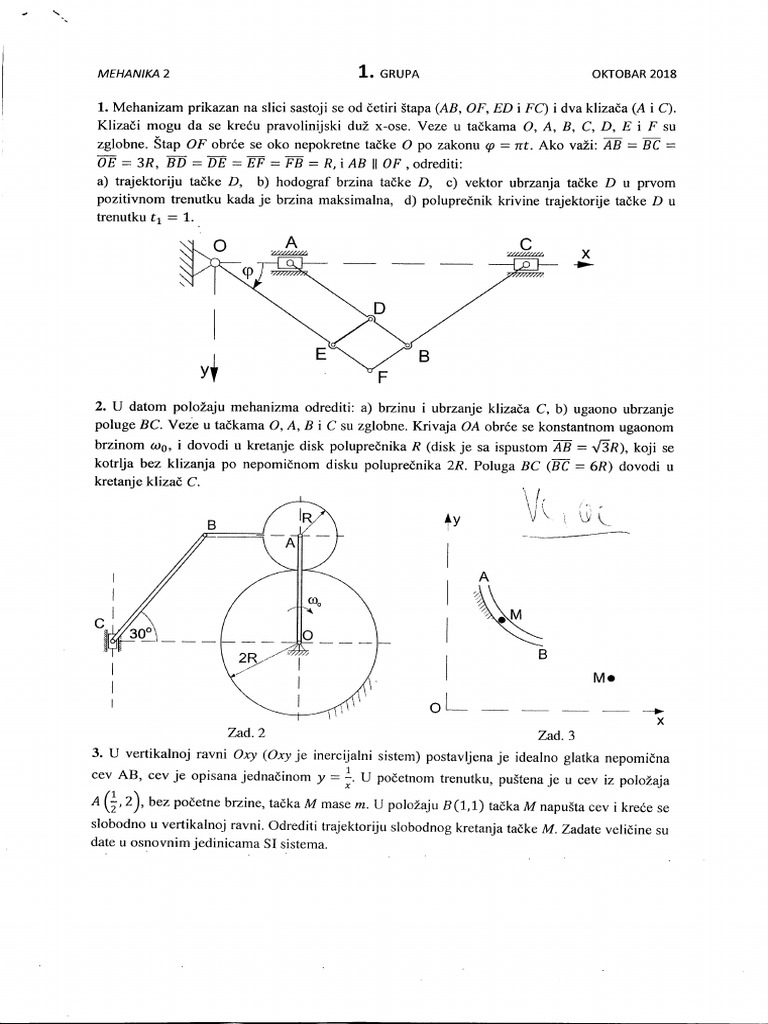 Mehanika 2 - Oktobar 2018 | PDF