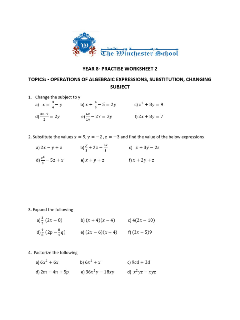 19th Sep-y8-Practise Worksheet 2 | PDF