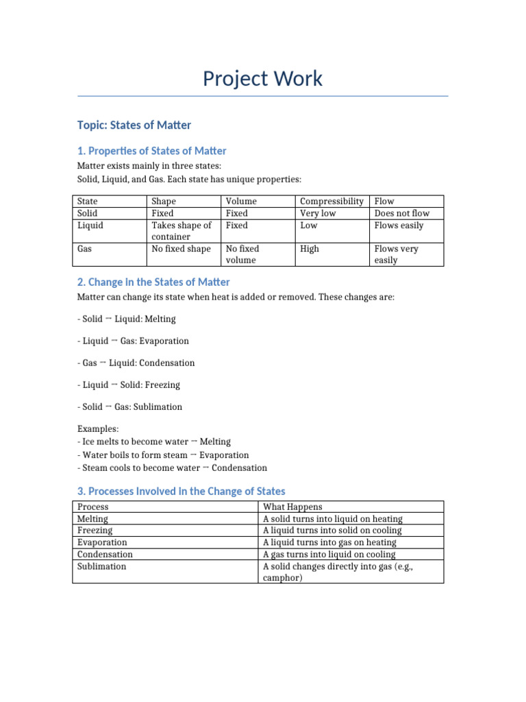 States of Matter Project | PDF