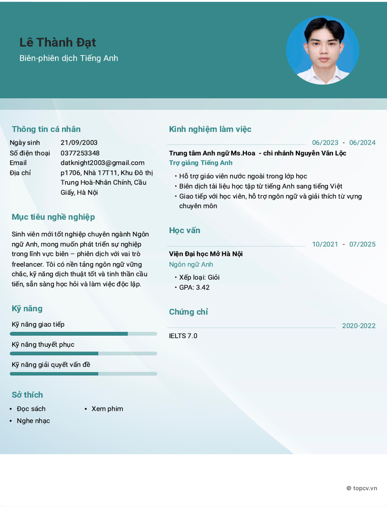 Le Thanh Dat CV | PDF