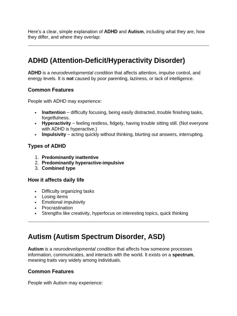 Adhd and Asd | PDF | Autism | Attention Deficit Hyperactivity Disorder