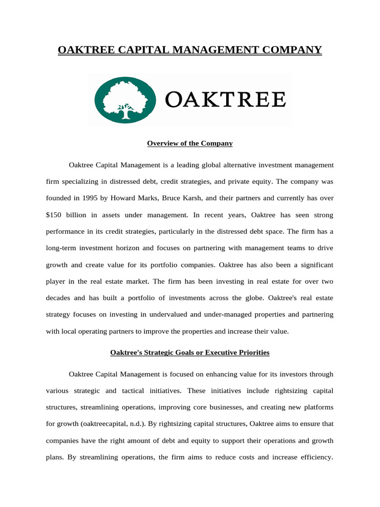 Oaktree Capital Management Revenue Insights | PDF | Investing | Private ...