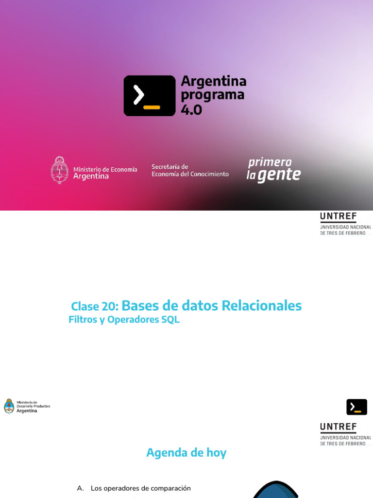 Backend - Clase 20 | PDF | SQL | Operador (Matemáticas)