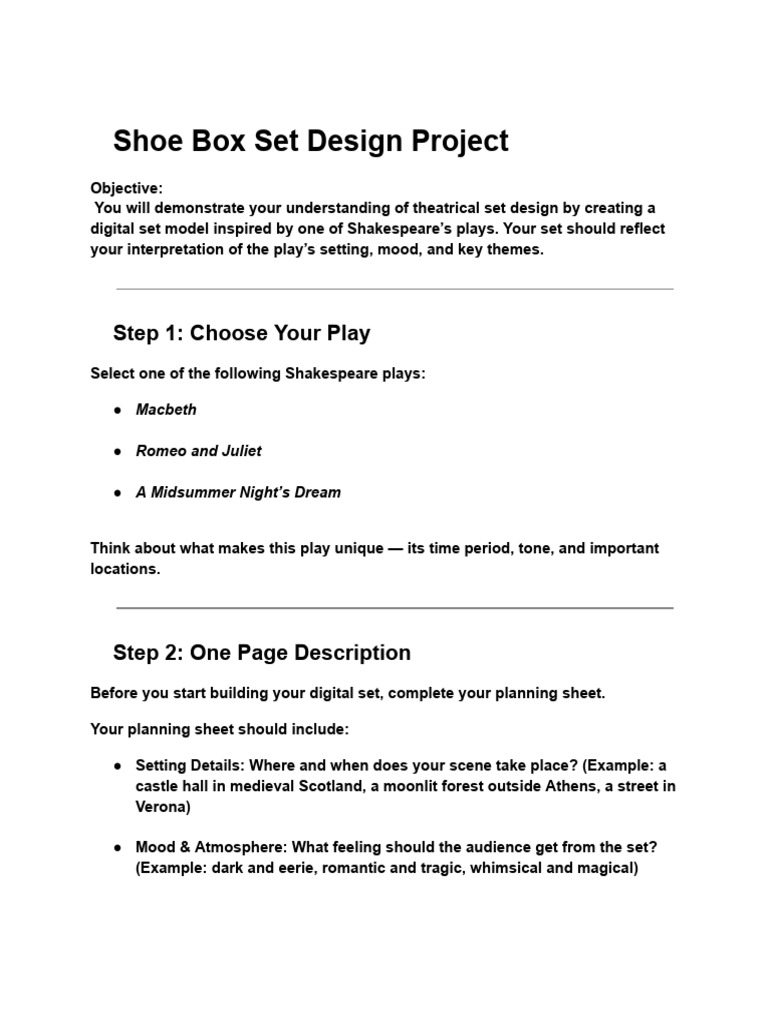 Shoe Box Set Design Project | PDF