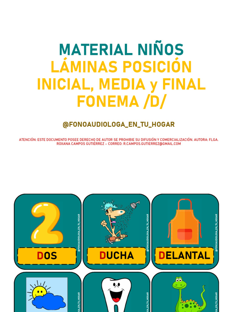 Fonema D Posición Inicial, Media y Final | PDF