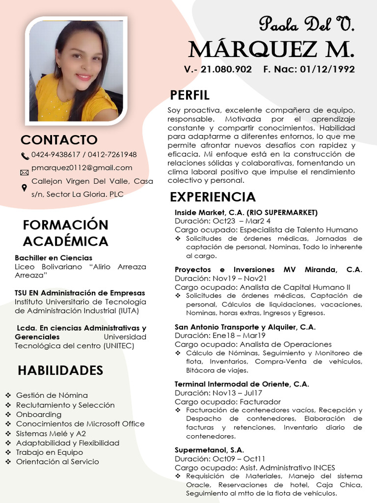 Curriculum Paola Marquez | PDF