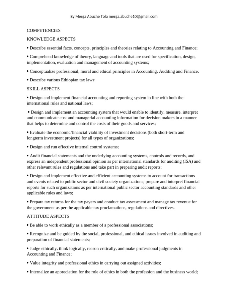 Accounting and Finance Competencies Guide | PDF | Debits And Credits ...