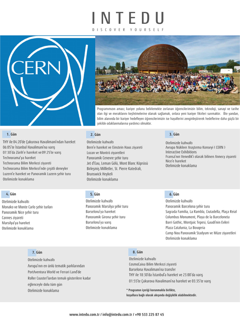 Adana Fen Li̇sesi̇ Cern ZRH-BCN 7gece - Intexh 9-16tem (+Tech&Ferrari ...
