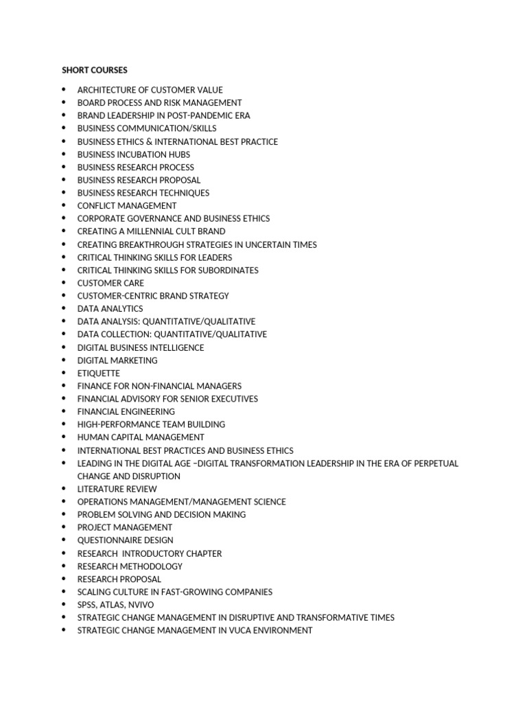 Short Courses | PDF | Analytics | Leadership