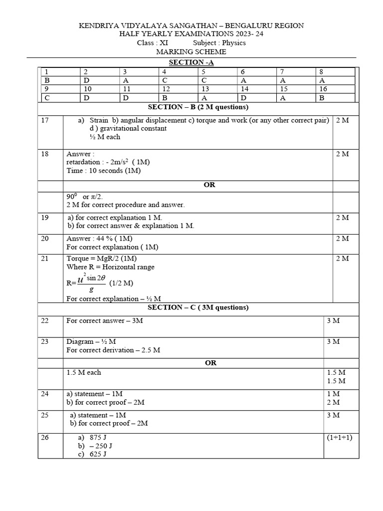 Marking Scheme | PDF | Physical Phenomena | Quantity