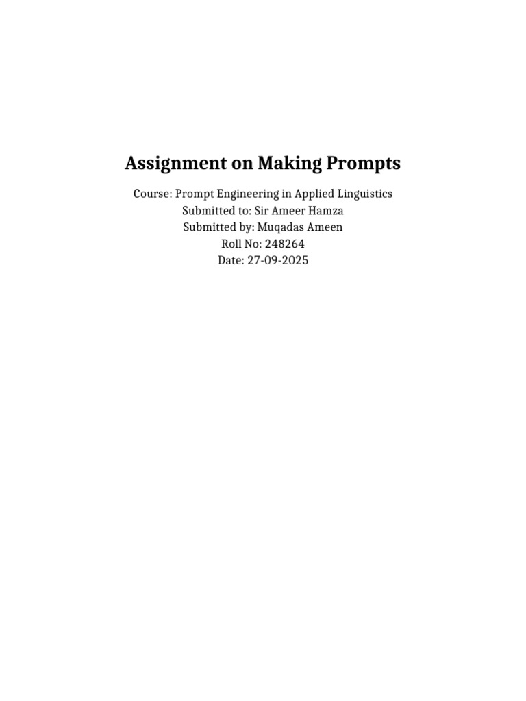 Assignment Prompts MuqadasAmeen | PDF | Classroom | Behavior Modification