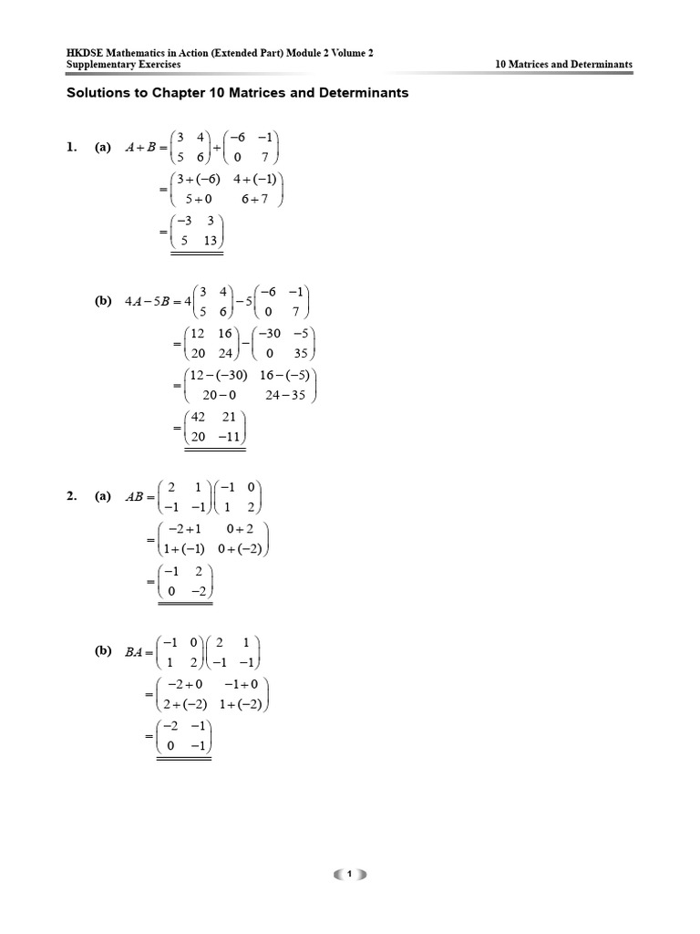HKDSE Mathematics: Matrices & Determinants | PDF | Determinant | Matrix ...