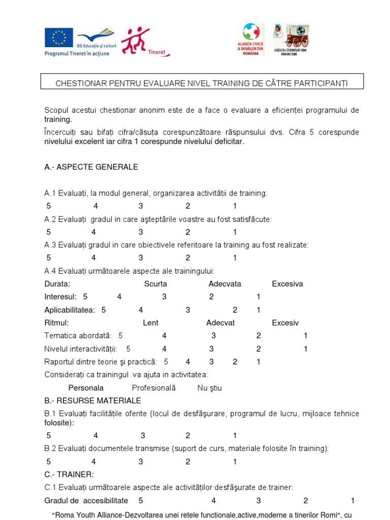 Chestionar Evaluare | PDF