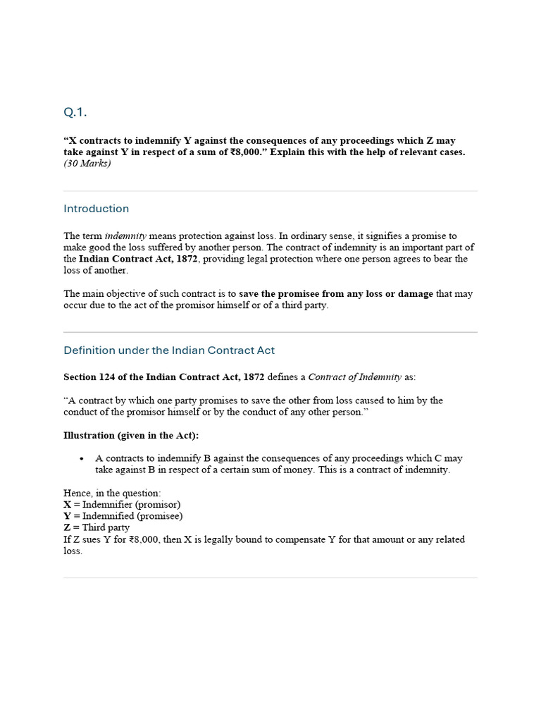 Indemnity | PDF | Indemnity | Damages