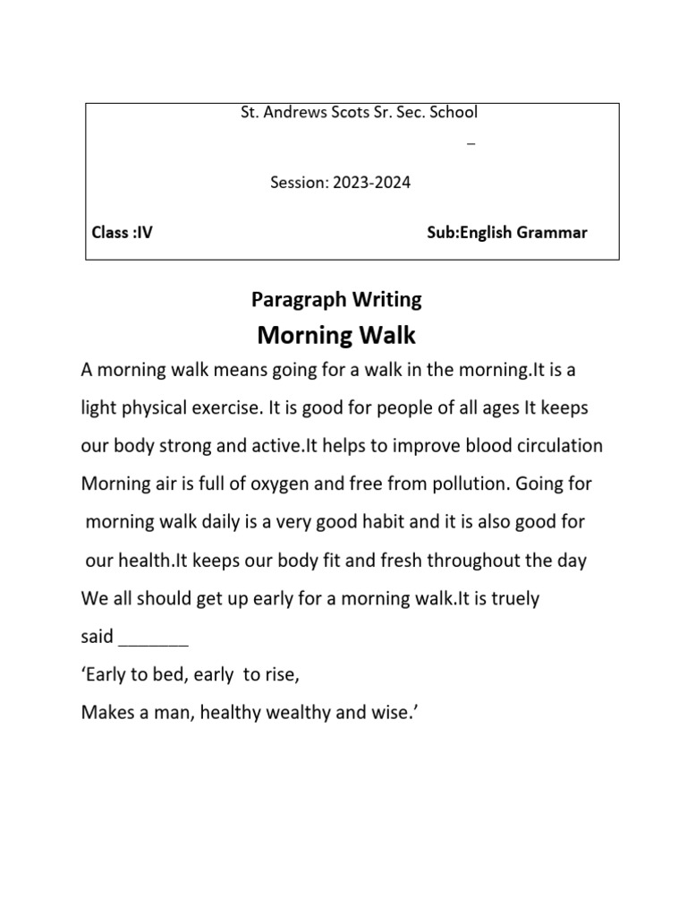 English Grammar - Paragraph Writing (IV) 2023 | PDF