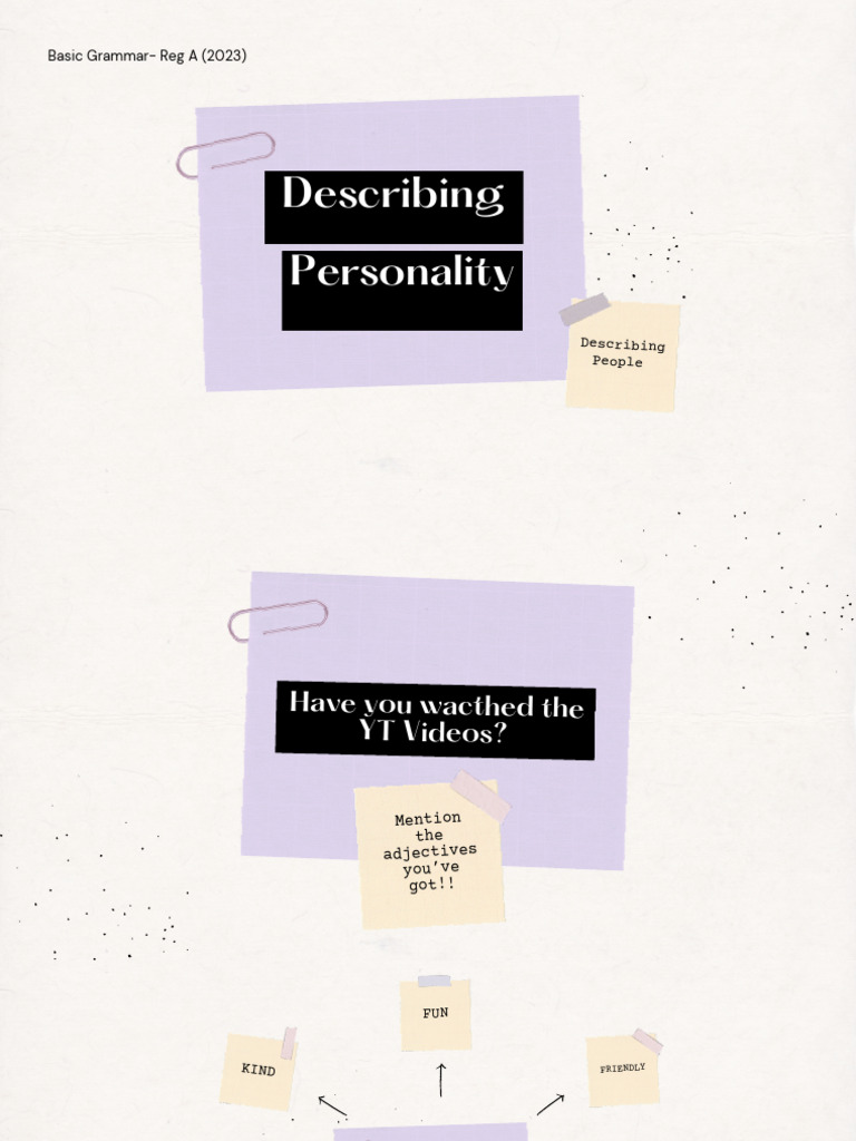 Basic Grammar - Describing Personality | PDF