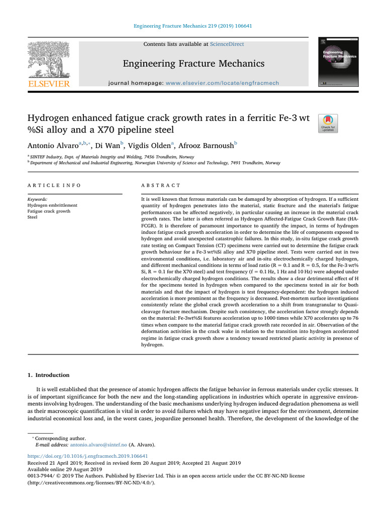 Hydrogen's Impact on Steel Fatigue Rates | PDF | Fracture | Fatigue ...
