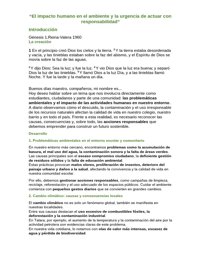 Impacto humano en el medio ambiente | PDF | Contaminación | Entorno natural