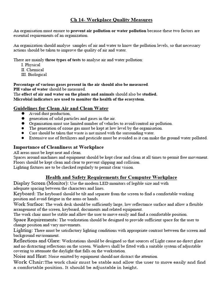 Ch14-Workplace Quality Measures | PDF | Water | Water Pollution