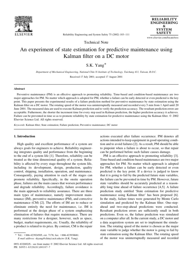 An Experiment of State Estimation For Predictive Maintenance Using ...