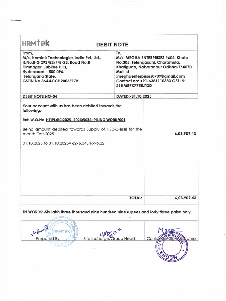 Debit Note 04 Megha | PDF