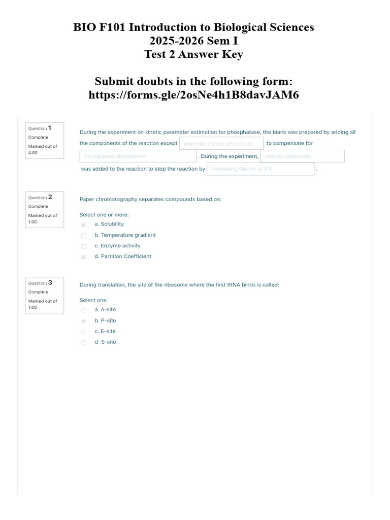 Test 2_Answer Key | PDF | Photosynthesis | Gene