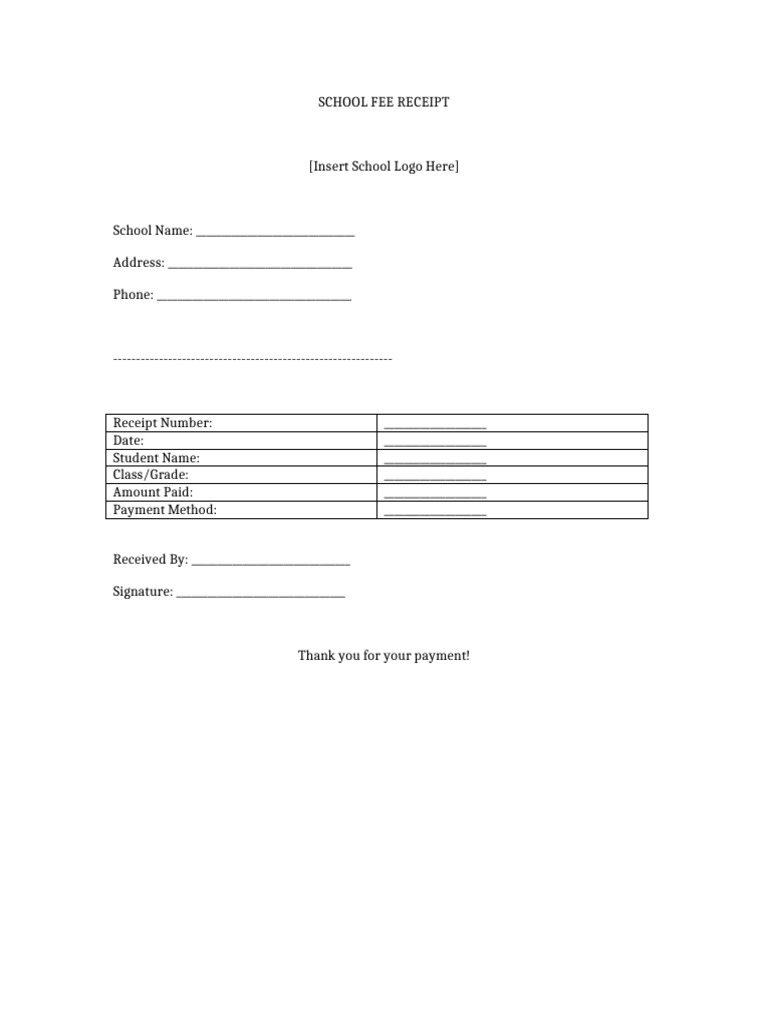 School Fee Receipt Template | PDF