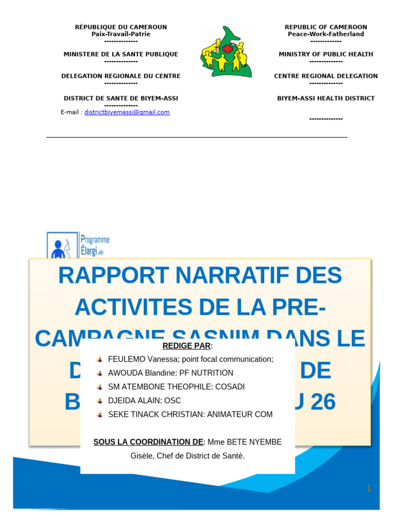 Rapport sur la pré-campagne SASNIM Biyem-Assi | PDF