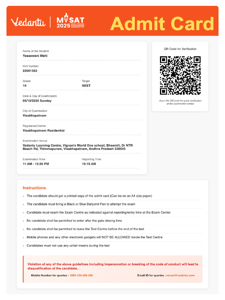Admit Card | PDF