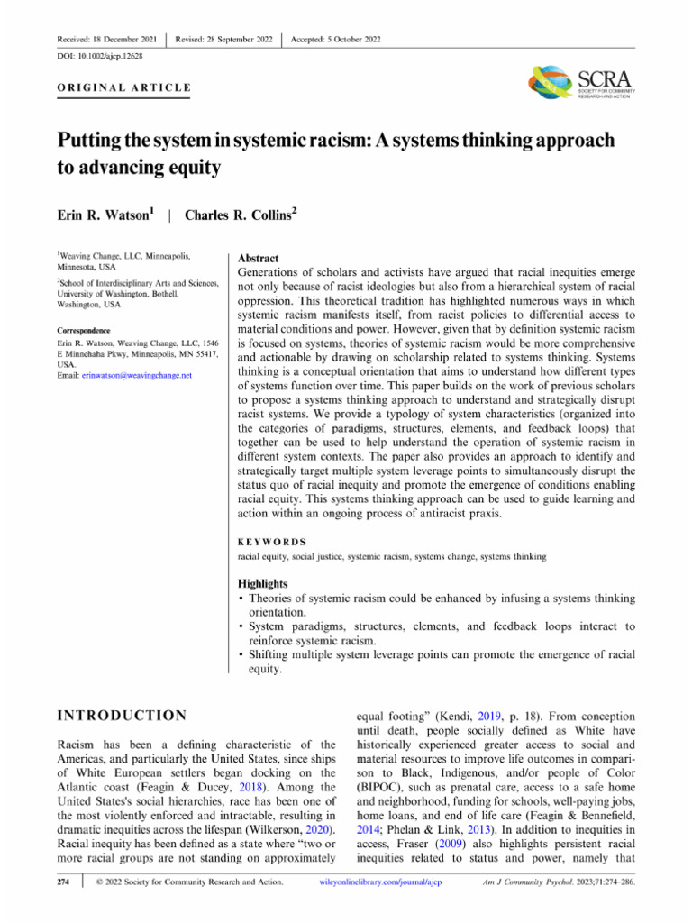 Putting The System in Systemic Racism - A Systems Thinking Approach To ...
